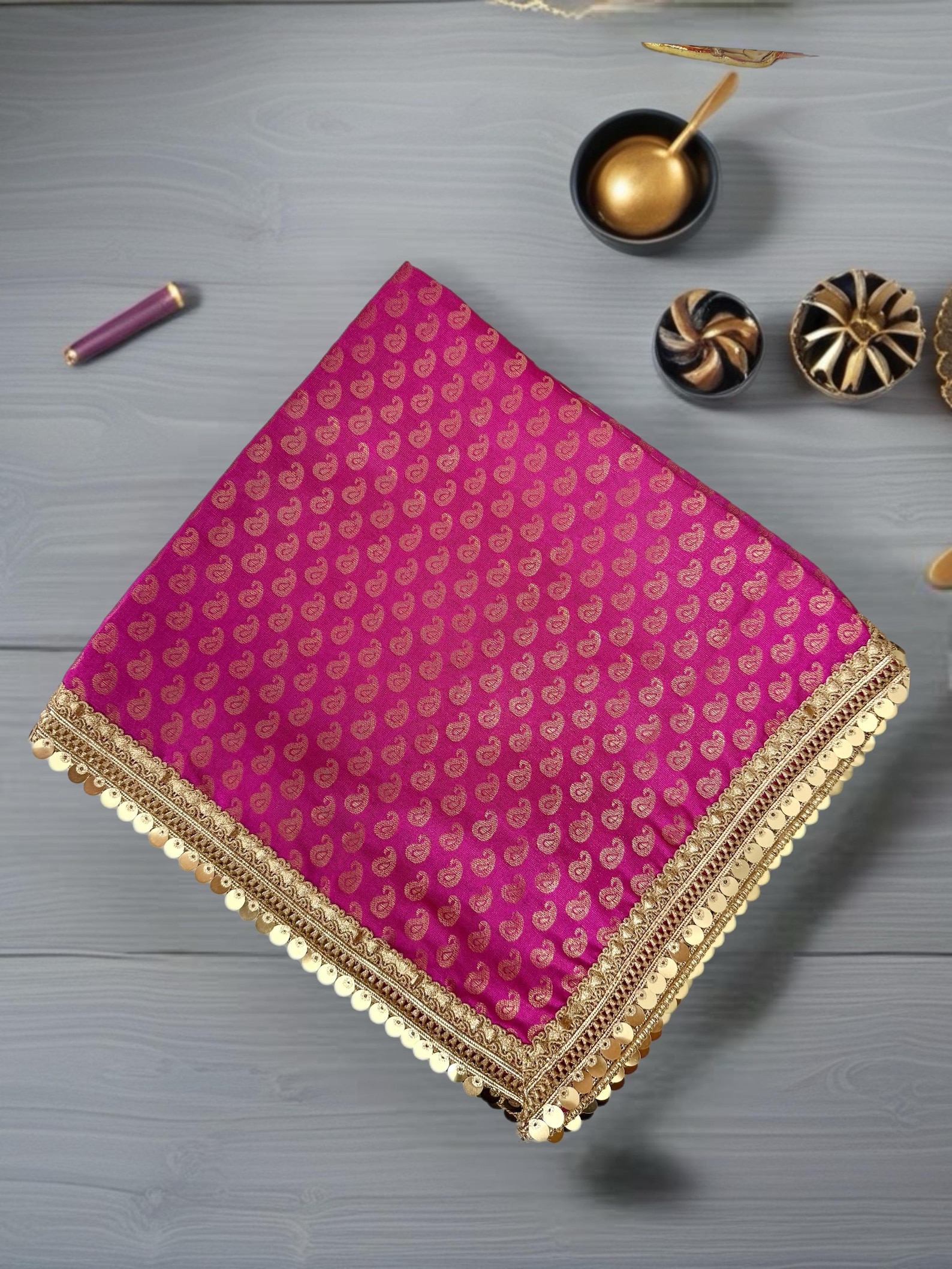 Banarasi Fabric Pooja Aasan Mat | Hindu Mandir Altar Cloth ...