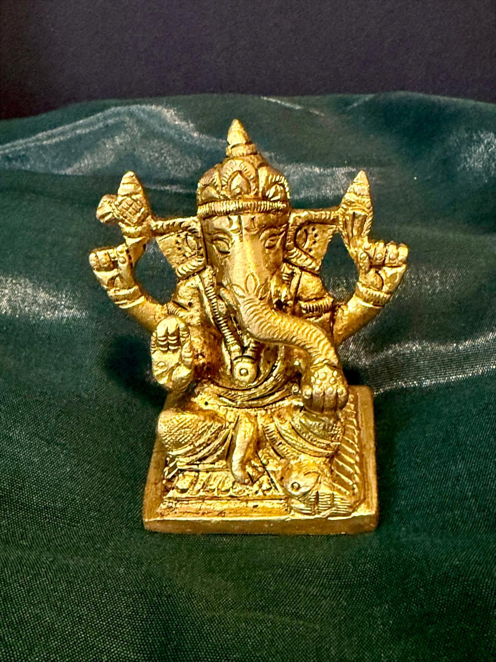 Brass Hindu God Goddess Statues for Temple Small Handmade Idol Ganesha ...