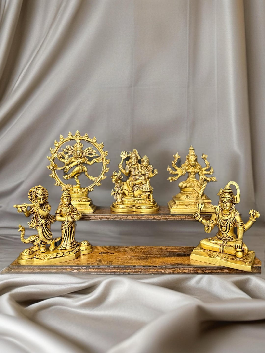 Brass Hindu God Goddess Statues for Temple Shiv Parivar Shiva Radha ...