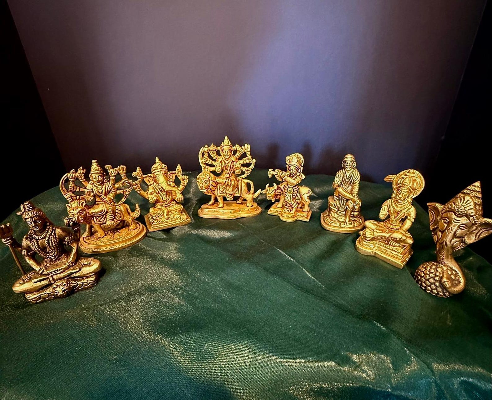 Brass Hindu God Goddess Statues for Temple Small Handmade Idol Ganesha ...