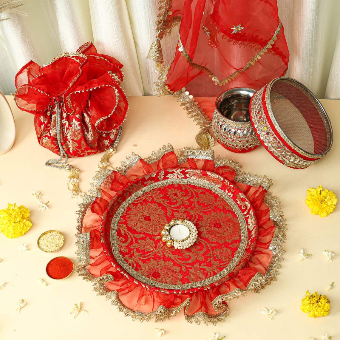 Karwachauth Thali Set Karva Chauth Puja Set Karwa Chauth Channi Lota ...