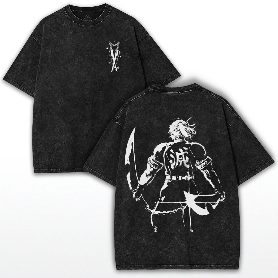 Tengen Washed Anime Tee V2 - Oversized Vintage Fit With Bold Front and ...