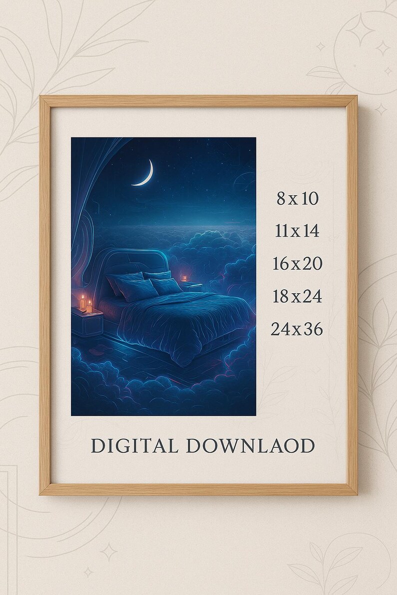 Dreamcore Bedroom Digital Art Print | Celestial Cloudscape Wall Decor ...