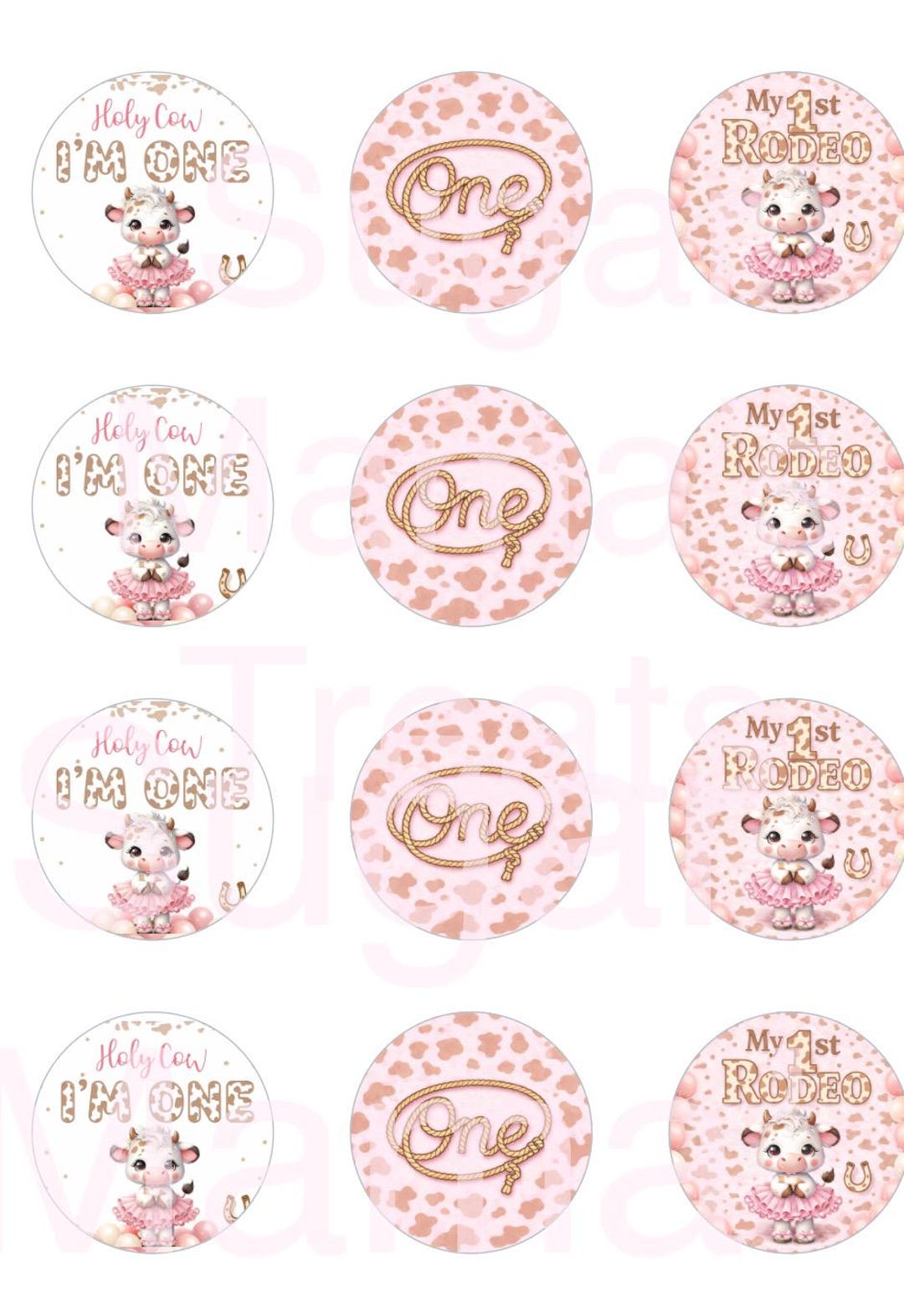 Holy Cow I’m One Edible Images | My First Rodeo Oreo Toppers | Cupcake ...