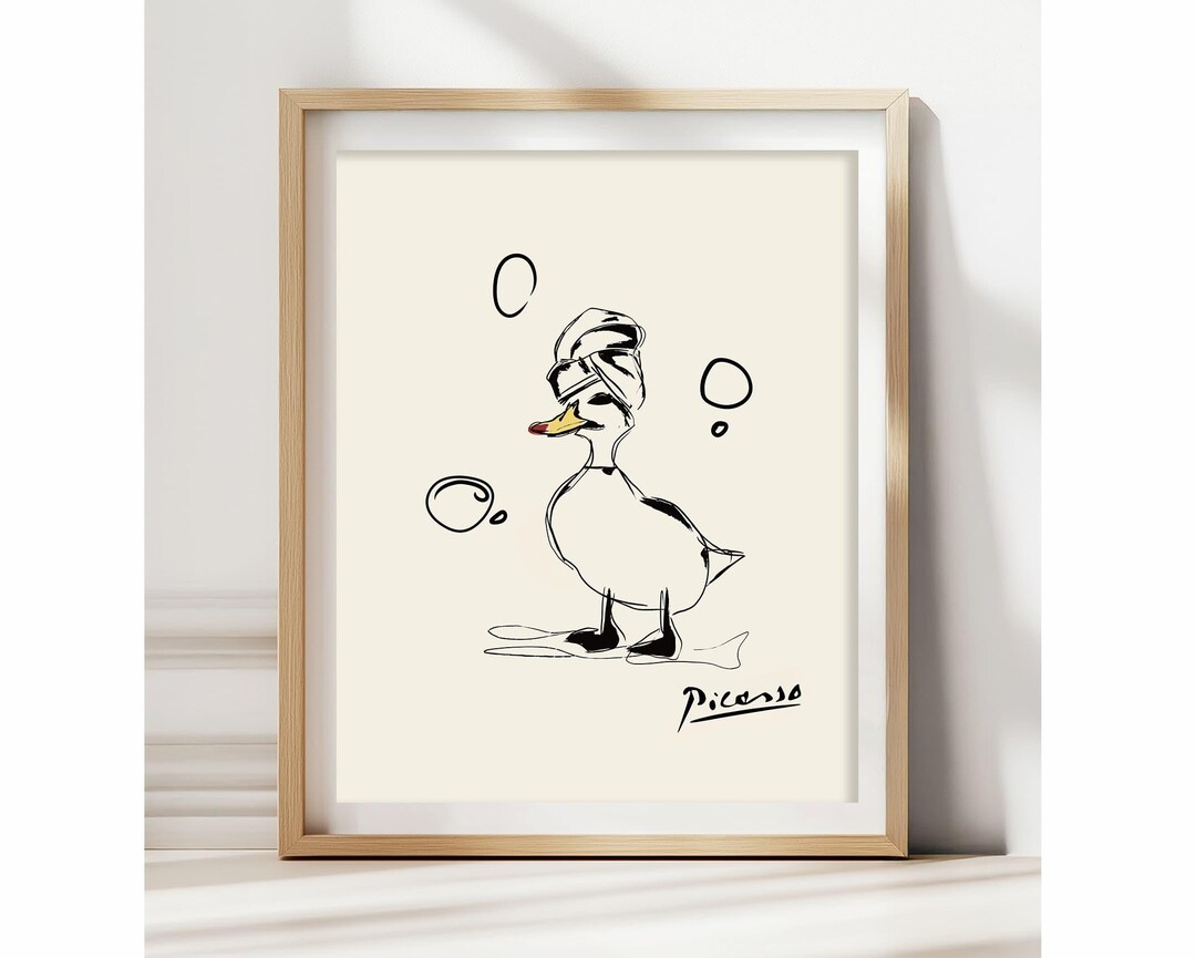 Funny Duck Bathroom Poster Picasso Inspired Minimalist Duck Print ...