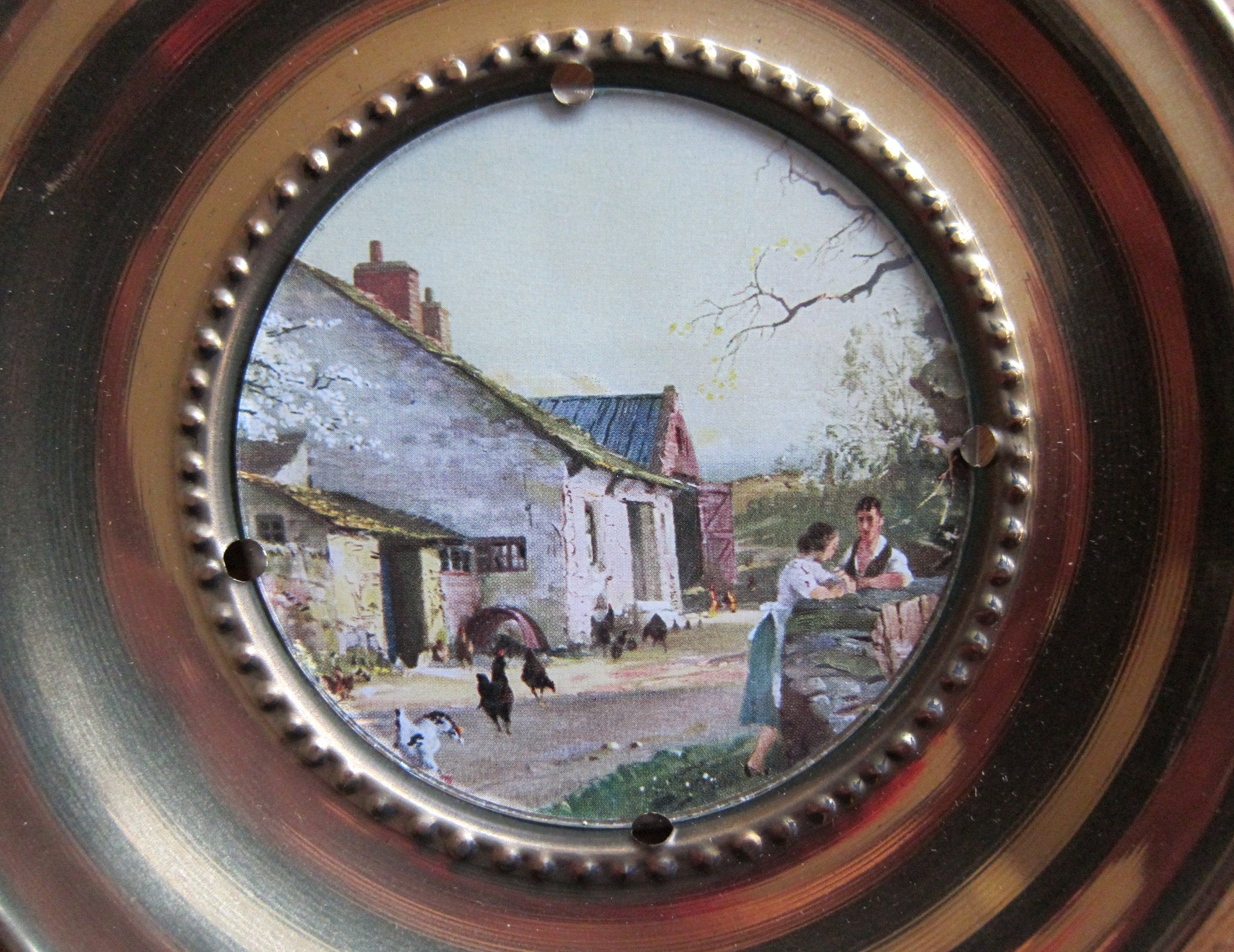 Set of 6 Vintage Round Brass Picture Frame Plates Made in England Set G ...