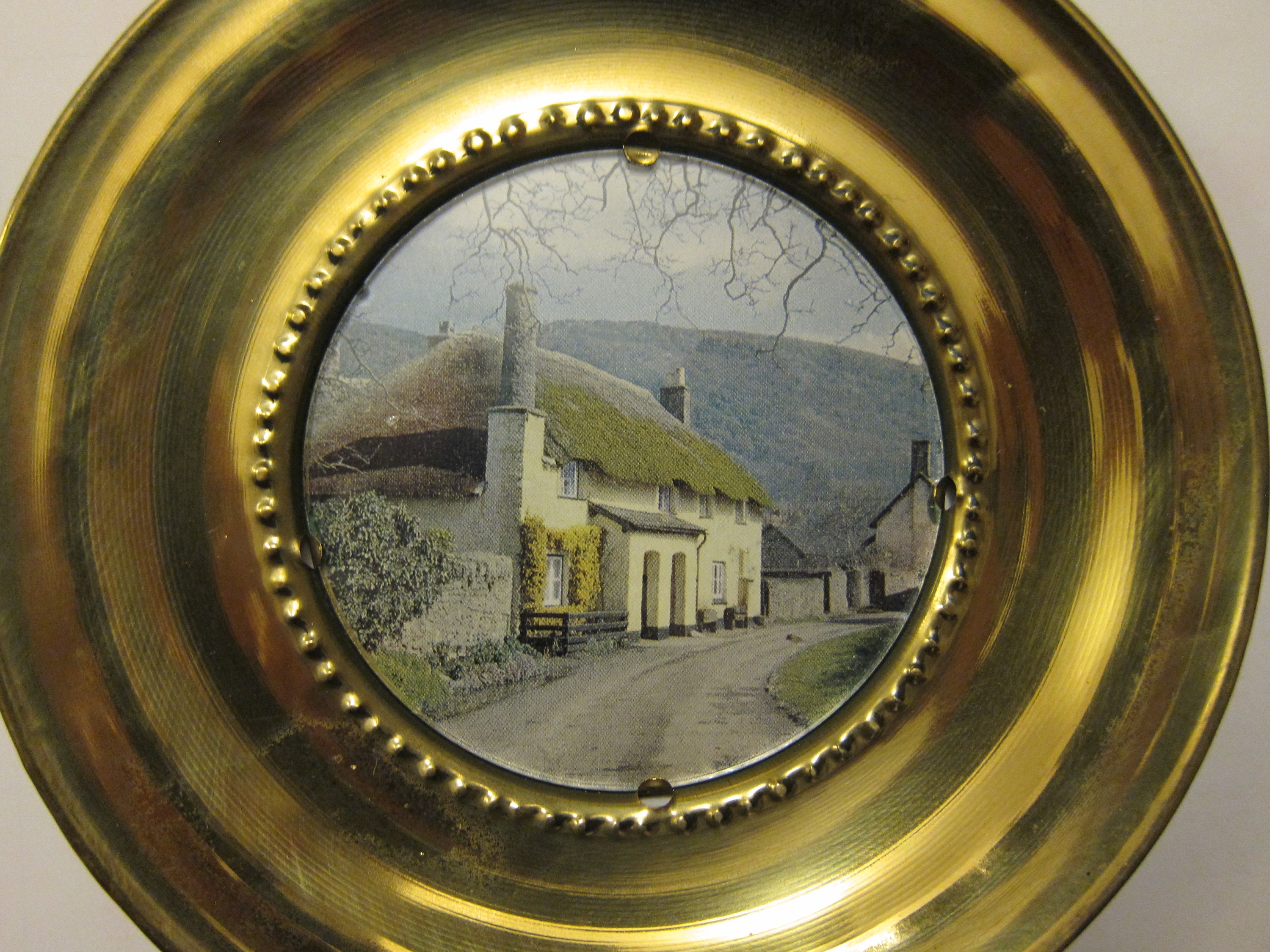 Set of 4 Vintage Round Brass Picture Frame Plates Made in | Etsy UK