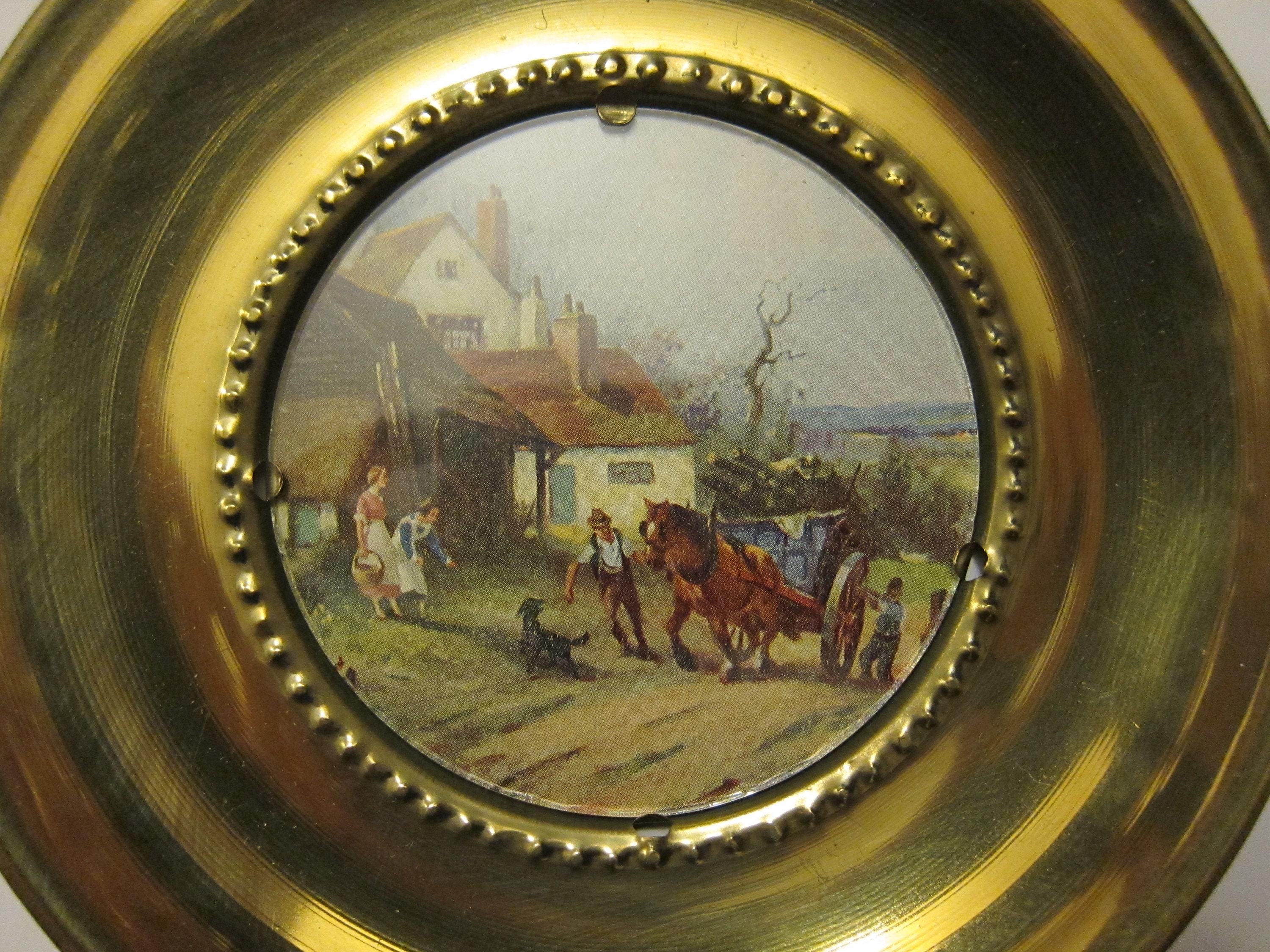 Set of 6 Vintage Round Brass Picture Frame Plates Made in England Set G ...