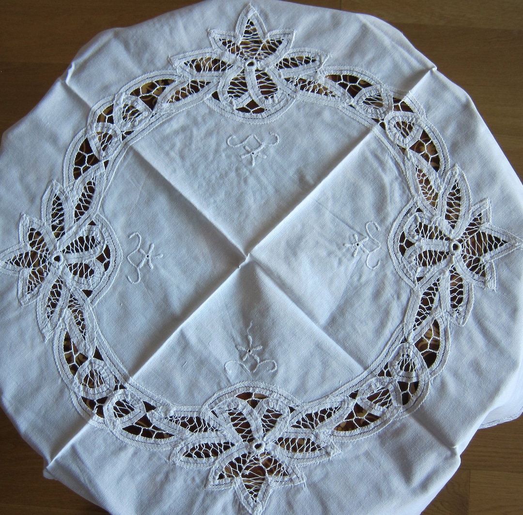 36 Inch - Round Battenburg Lace Table Cloth - White - 100% Cotton ...