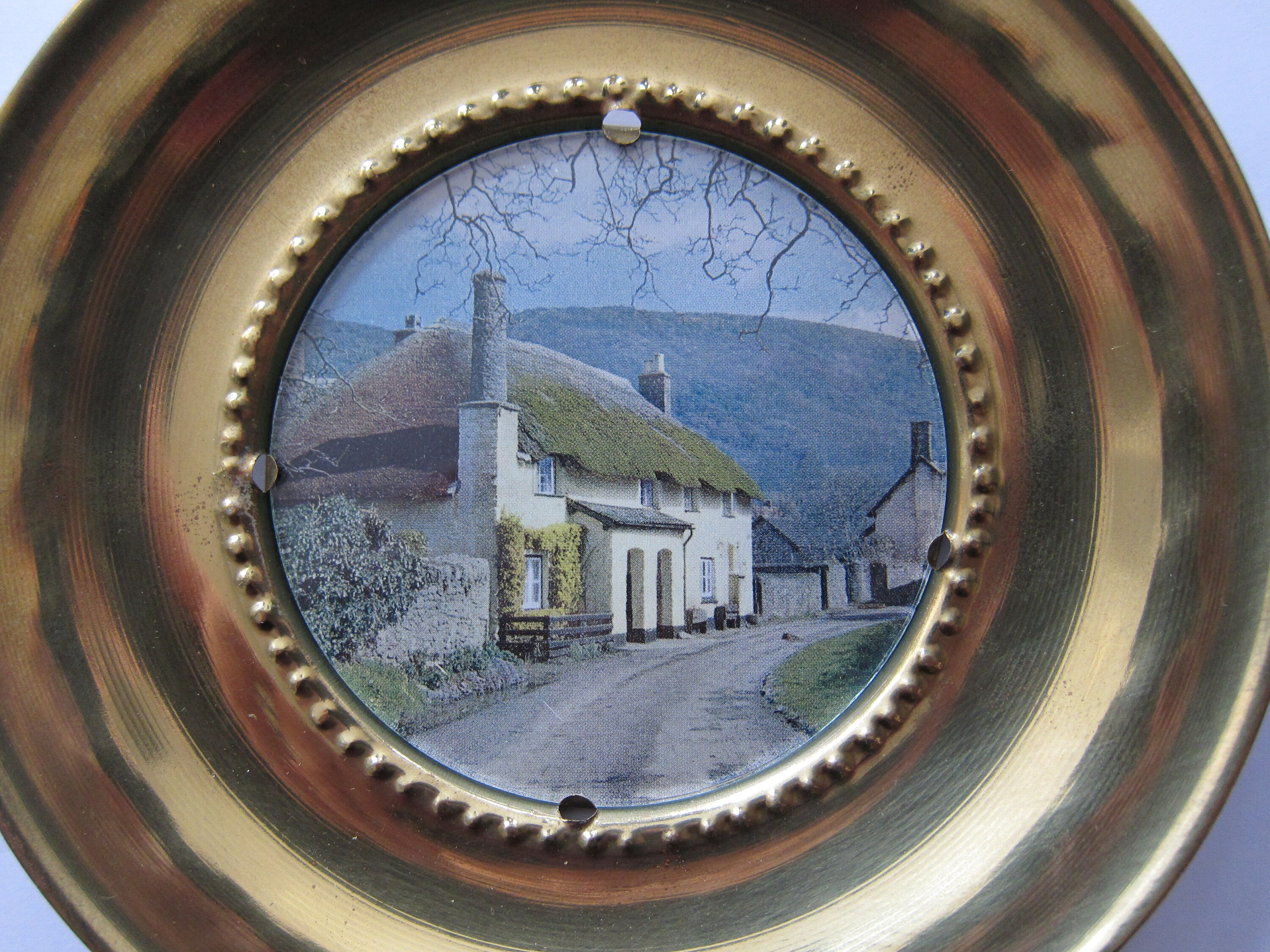 Set of 6 Vintage Round Brass Picture Frame Plates Made in England Set G ...