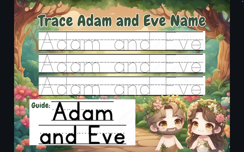 Adam and Eve Bible Workbook | Christian Activities for Kids | Editable ...