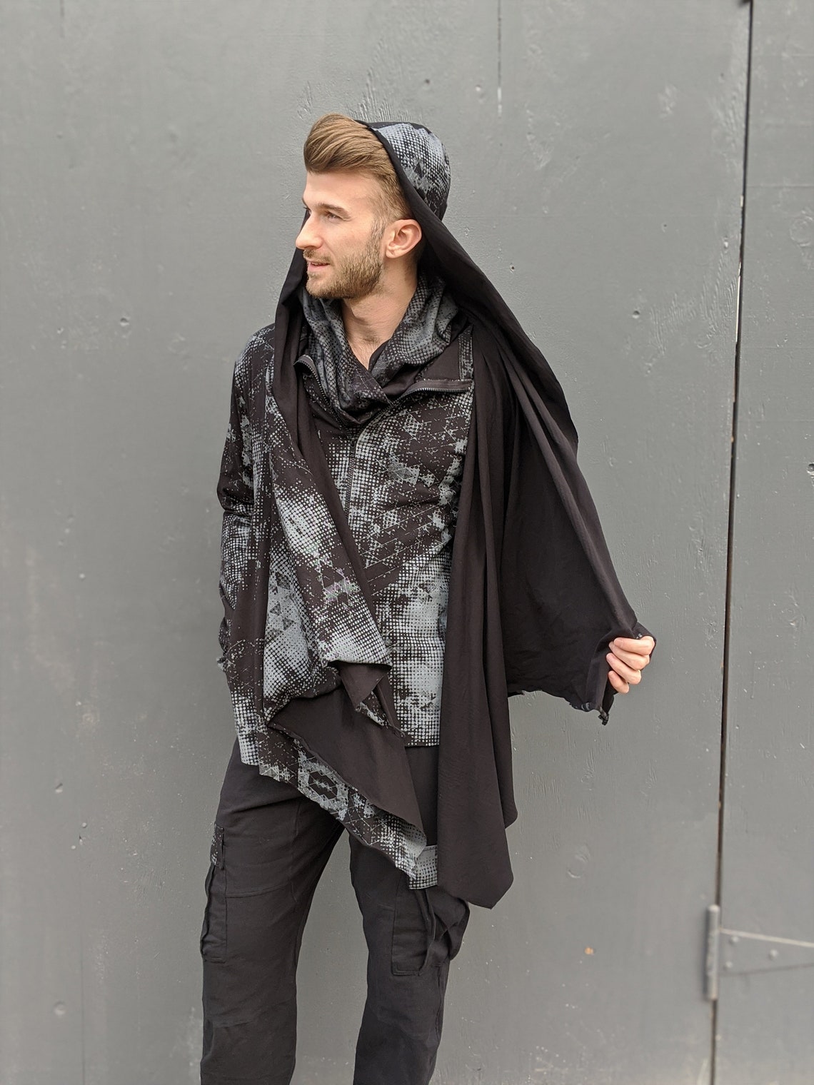 Wrap Front Zip Jacket Kamikaze Jacket Men's Clothing | Etsy