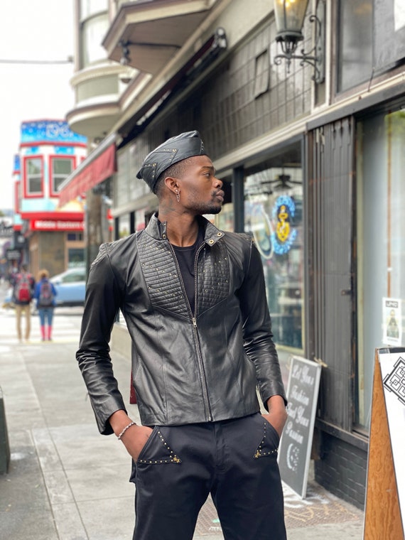 Men's 80's Fashion, Leather Jacket, Pointed Shoulder, 80's Men's 80's Fashion, Leather Jacket, Pointed Shoulder, 80's