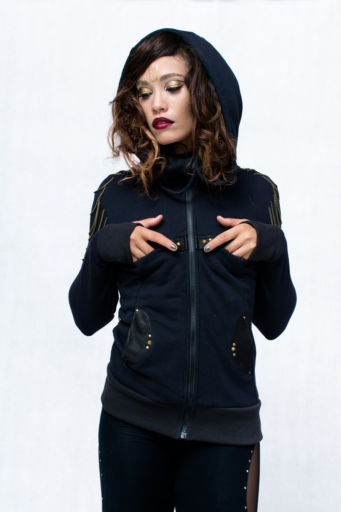 Hooded Chain Jacket Hoodie Hooded Jacket Festival Jacket | Etsy