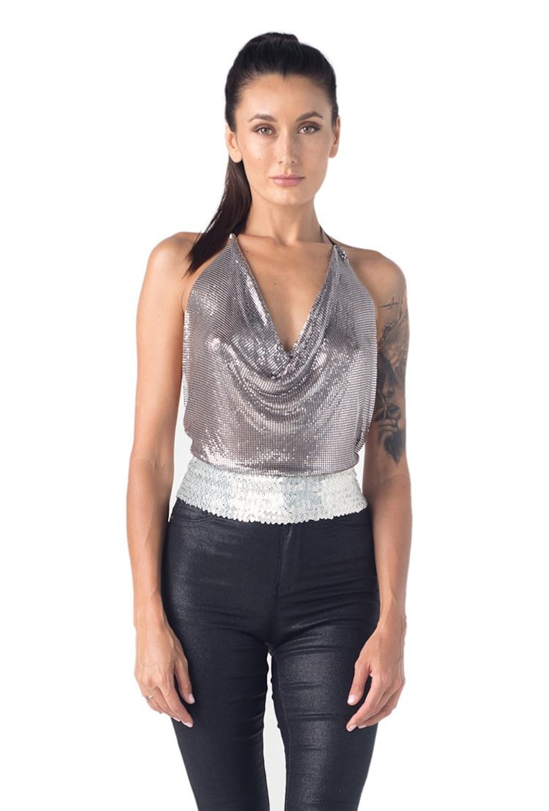 Metal Disco Halter Top, Rave Burningman Chain Top - Etsy