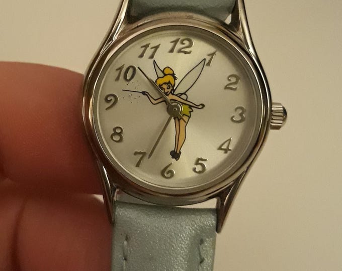 Tinkerbell Analog Watch With Light Blue Leather/imitation Leather ...