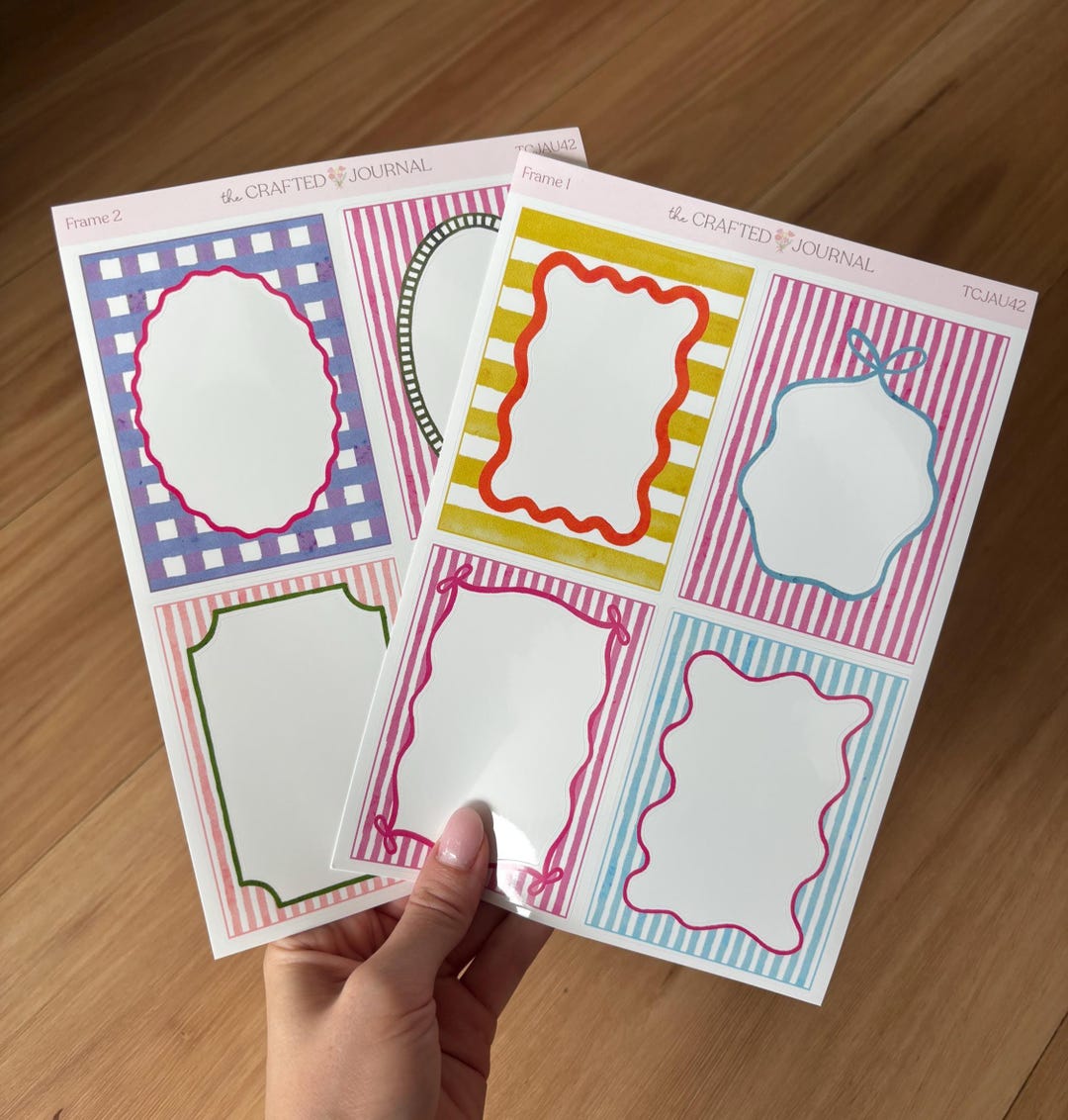 Frame Sticker Sheet Set: Junk Journal Scrapbook Stickers - Etsy