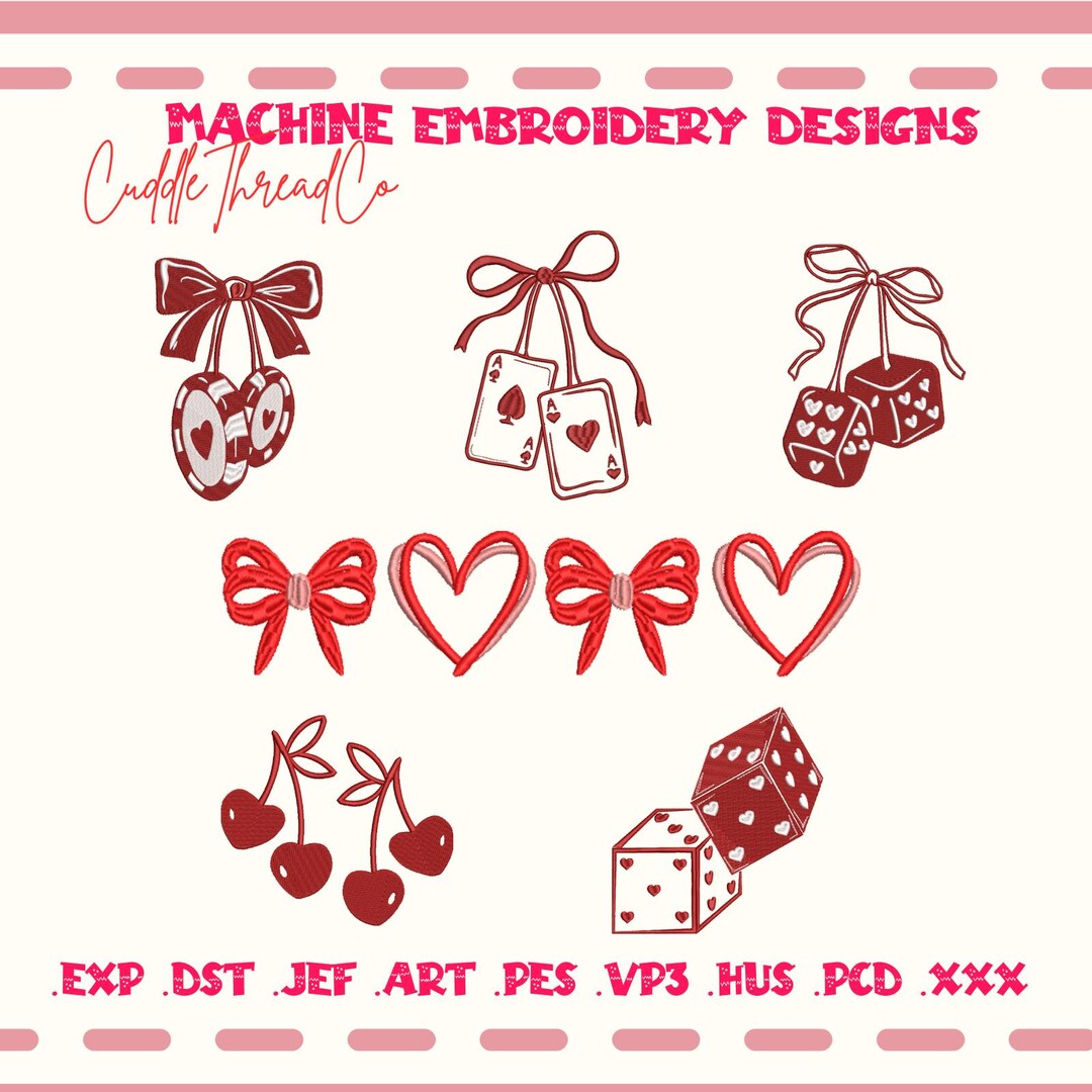 Valentine Icons Embroidery Design Bundle, Valentine Embroidery File ...