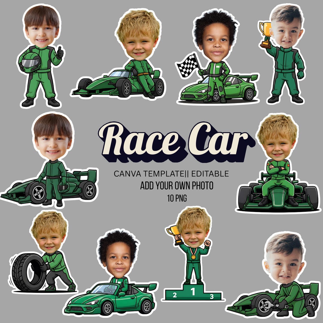 Race Car Custom Photo/ Add Your Own Face/ Kids Craft/ Bulletin Board - Etsy