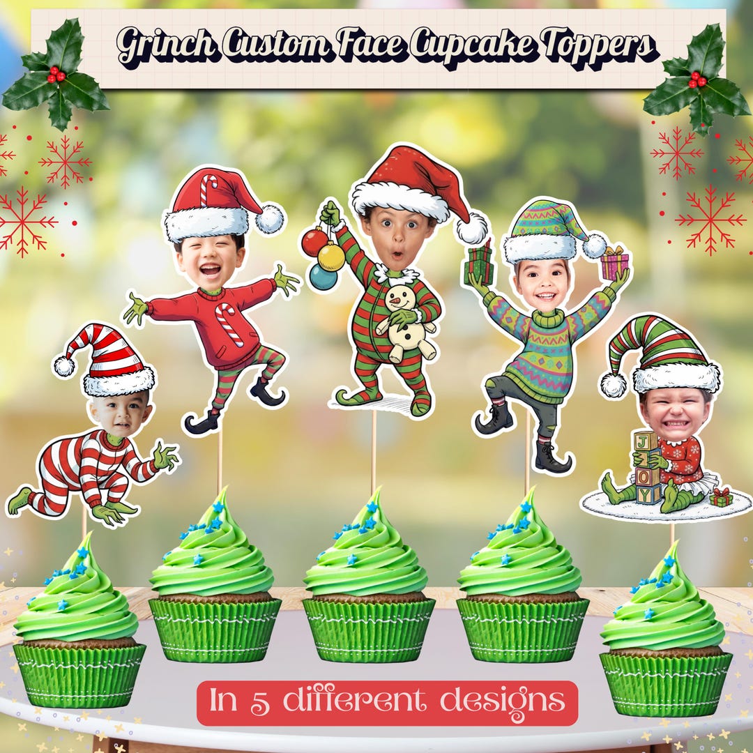 Grinch Cupcake Toppers: DIY Printable Designs (instant Download) - Etsy