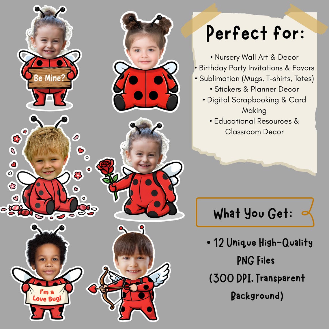 Valentine Ladybug Custom Photo Canva Template (digital Download) - Etsy