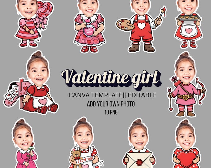 Valentines Girl Add Face, Cut and Paste for Kids, Bulletin Board Decor ...