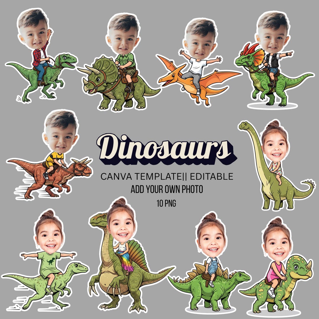 Dinosaur Custom Photo/ Add Your Own Face/ DIY Craft/ Girls and Boys ...