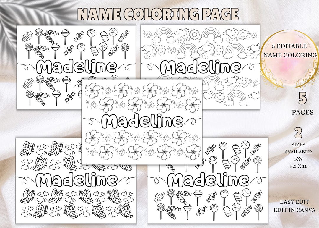 Editable Name Coloring Pages, Customizable Coloring Book, Printable ...