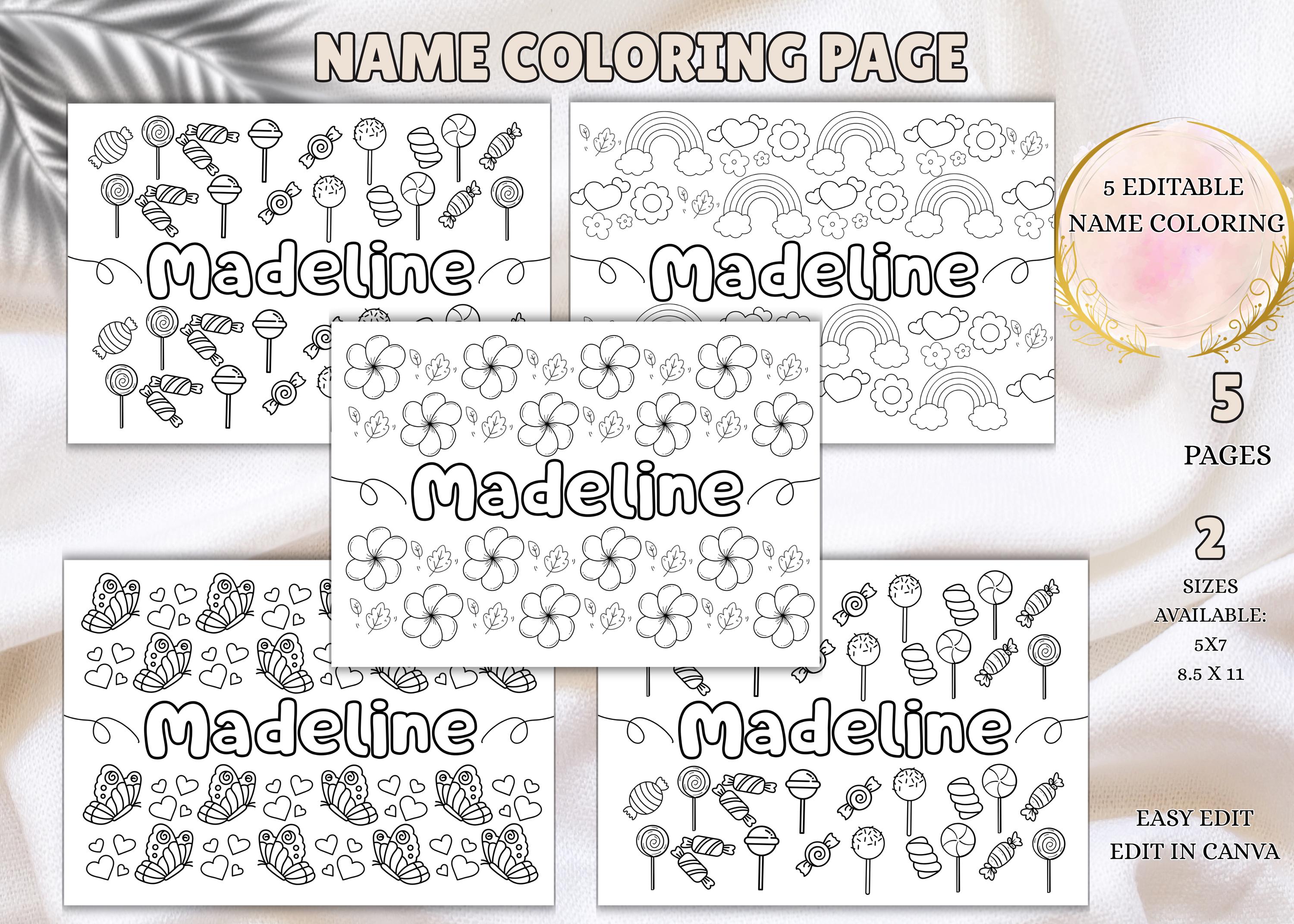 Editable Name Coloring Pages, Customizable Coloring Book, Printable ...