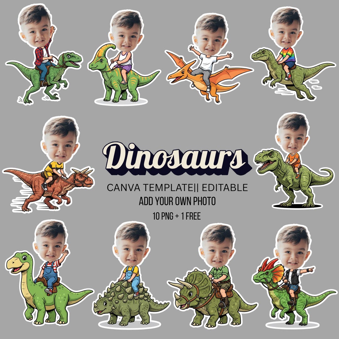Custom Dinosaur Photo – Add Your Own Face | DIY Printable Birthday ...