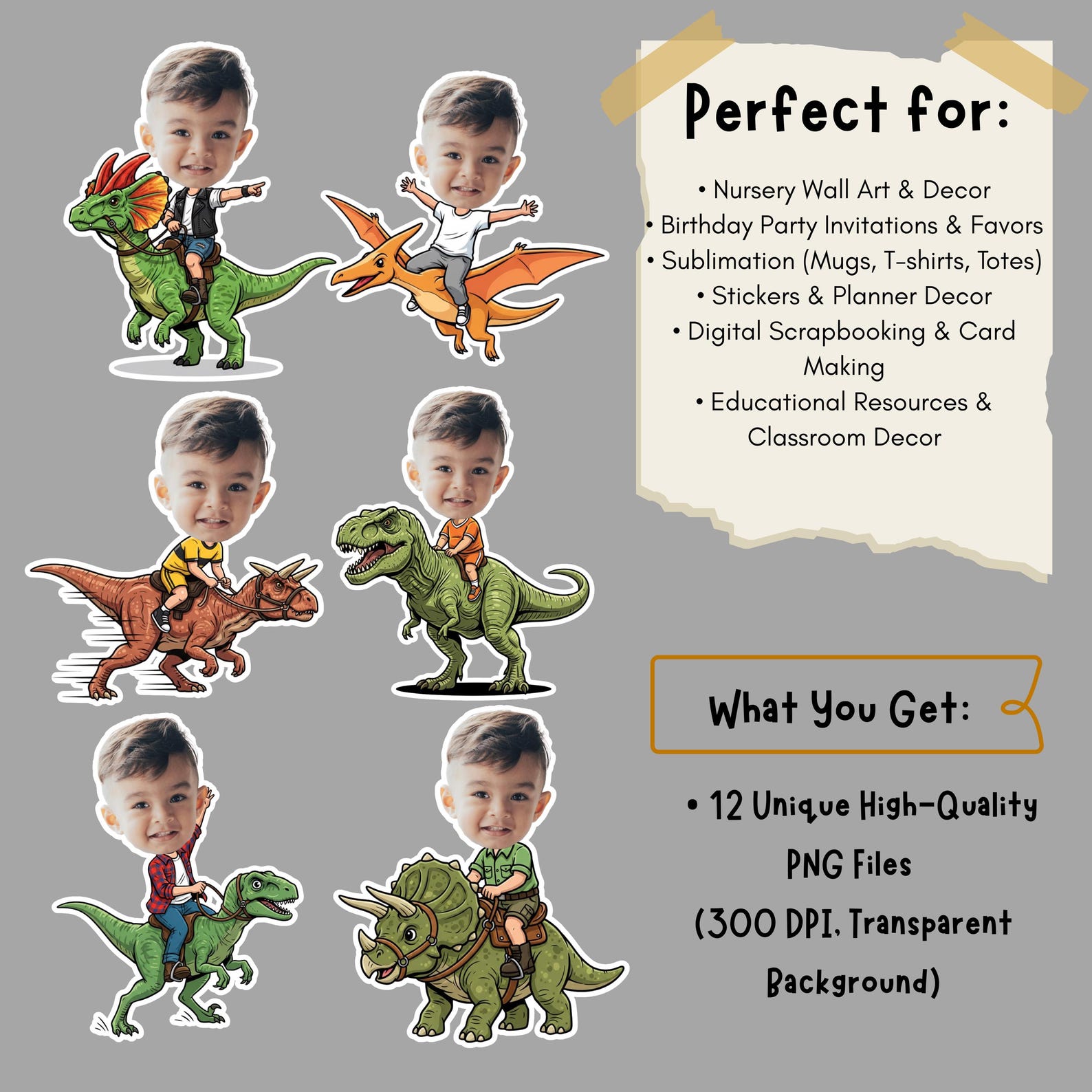 Custom Dinosaur Photo – Add Your Own Face | DIY Printable Birthday ...