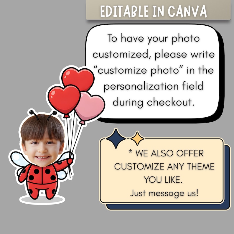 Valentine Ladybug Custom Photo Canva Template (digital Download) - Etsy