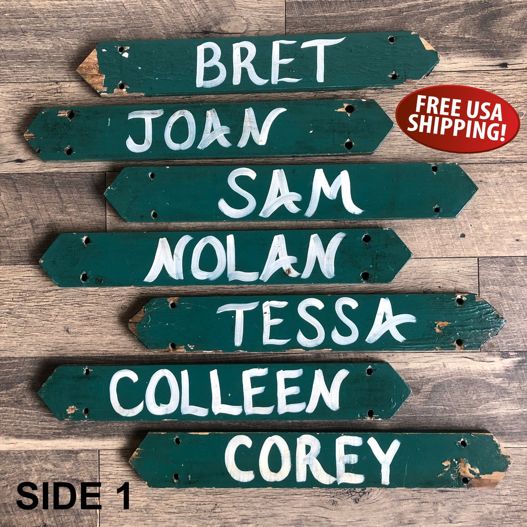 Vintage Hand-painted Name Sign: Distressed Green Wood, Rustic Farmhouse ...