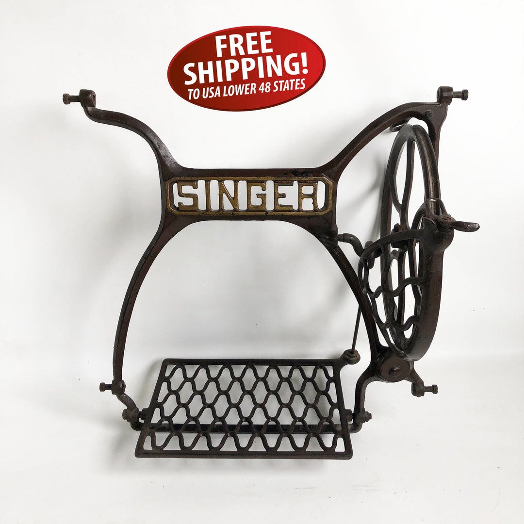 Antique Singer Treadle Sewing Machine Frame: Cast Iron Foot Pedal ...