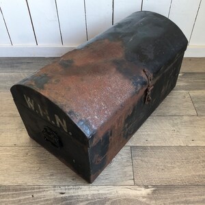 Large Mid-century Round Top Toolbox With Initials "w.h.n.", Distressed ...