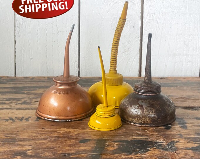 Vintage Oil Can Collection, Lot of Four Old Thumb Oil Cans, Thumb ...