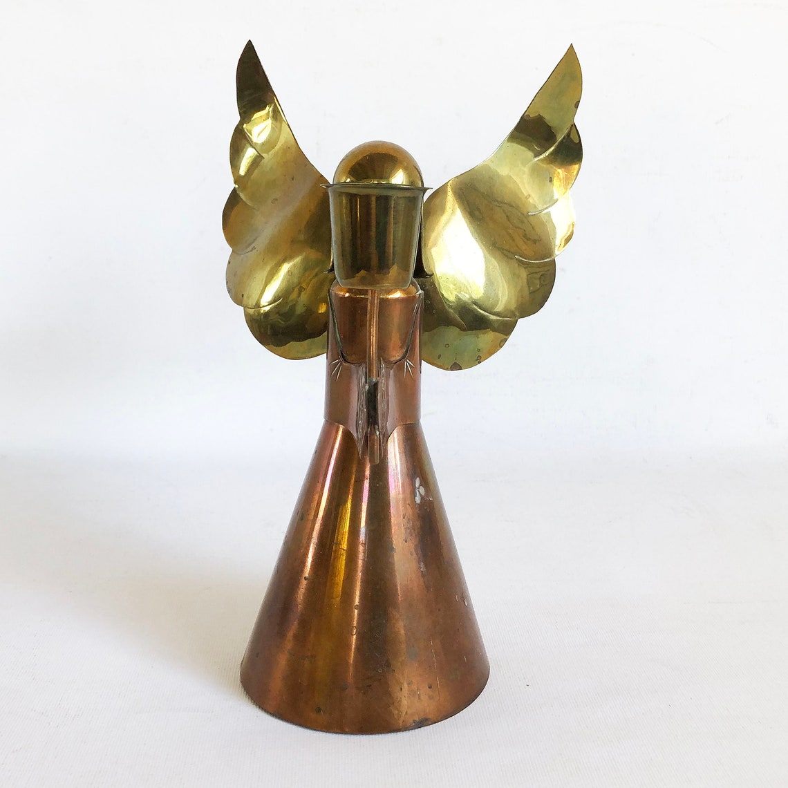 Vintage Copper & Brass Angel Candle Holder, Handmade Christmas Decor - Etsy