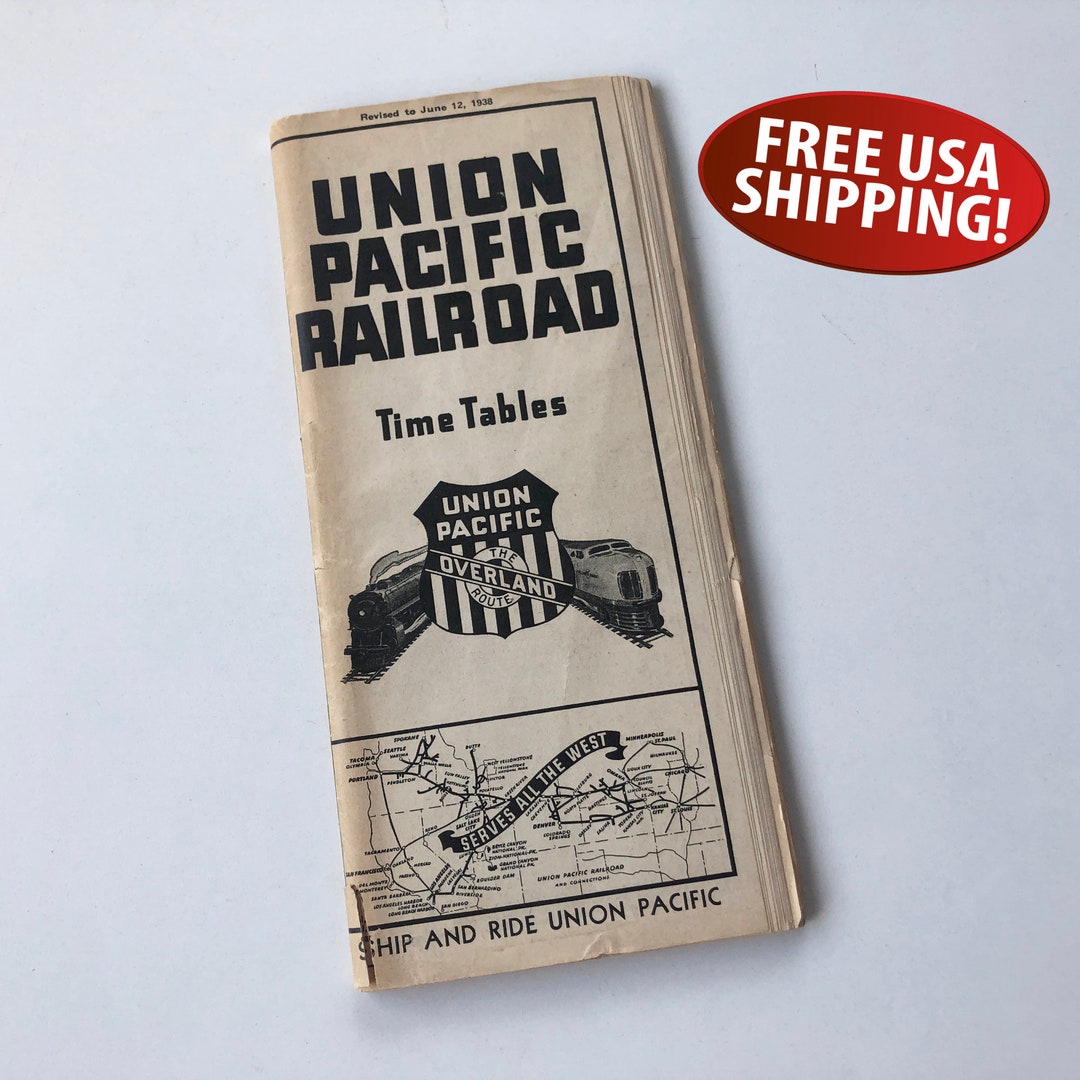 1938 Union Pacific Railroad Time Tables Brochure Booklet, Train ...