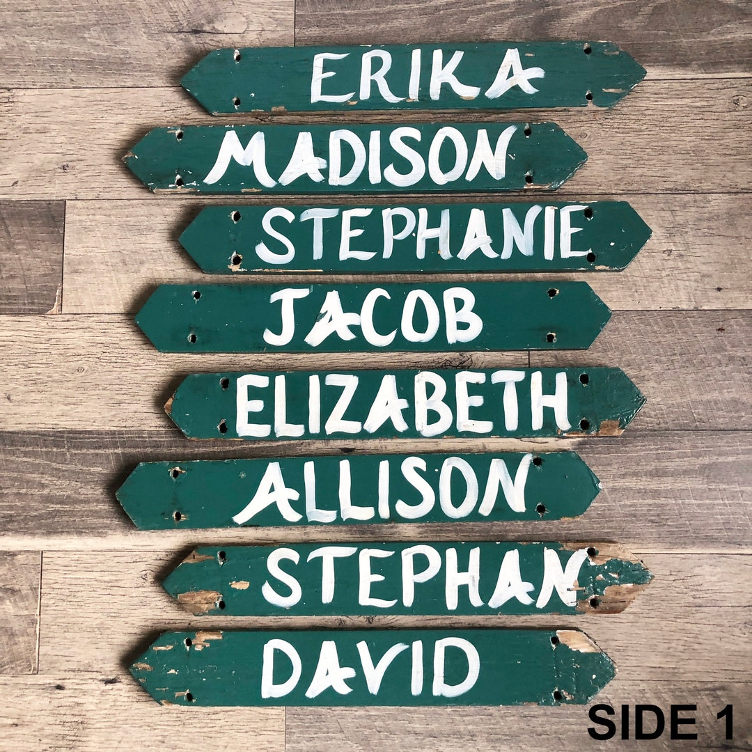 Vintage Hand-painted Name Sign, Distressed Green Wood, Rustic Farmhouse ...