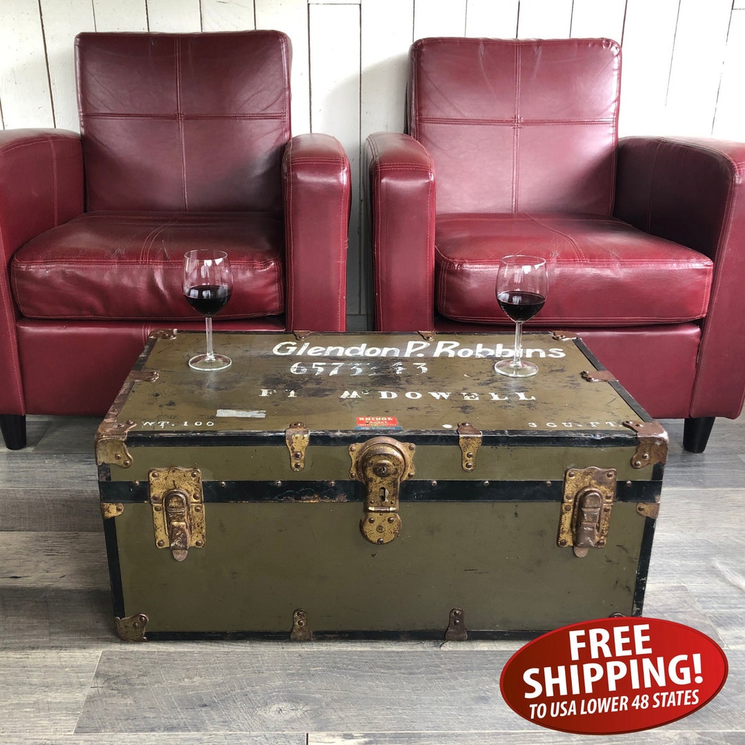 World War Two Officer's Trunk, Army Footlocker, WWII War Trunk, Unique ...