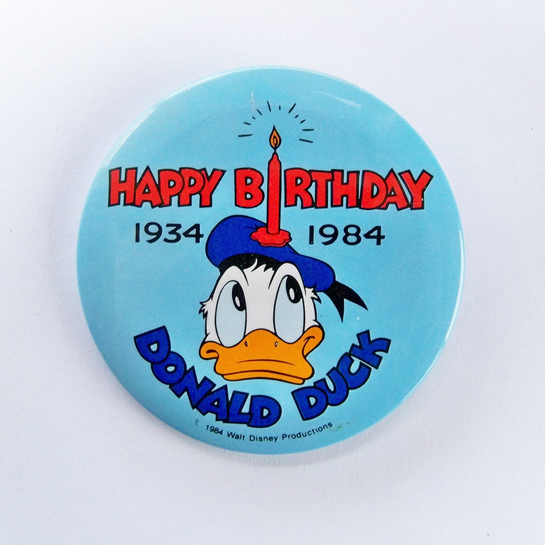 1984 Donald Duck 50th Anniversary Button, Pinback Button, Badge, Disney ...