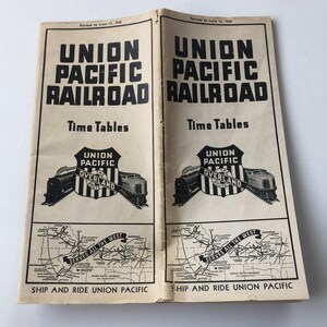 1938 Union Pacific Railroad Time Tables Brochure Booklet, Train ...