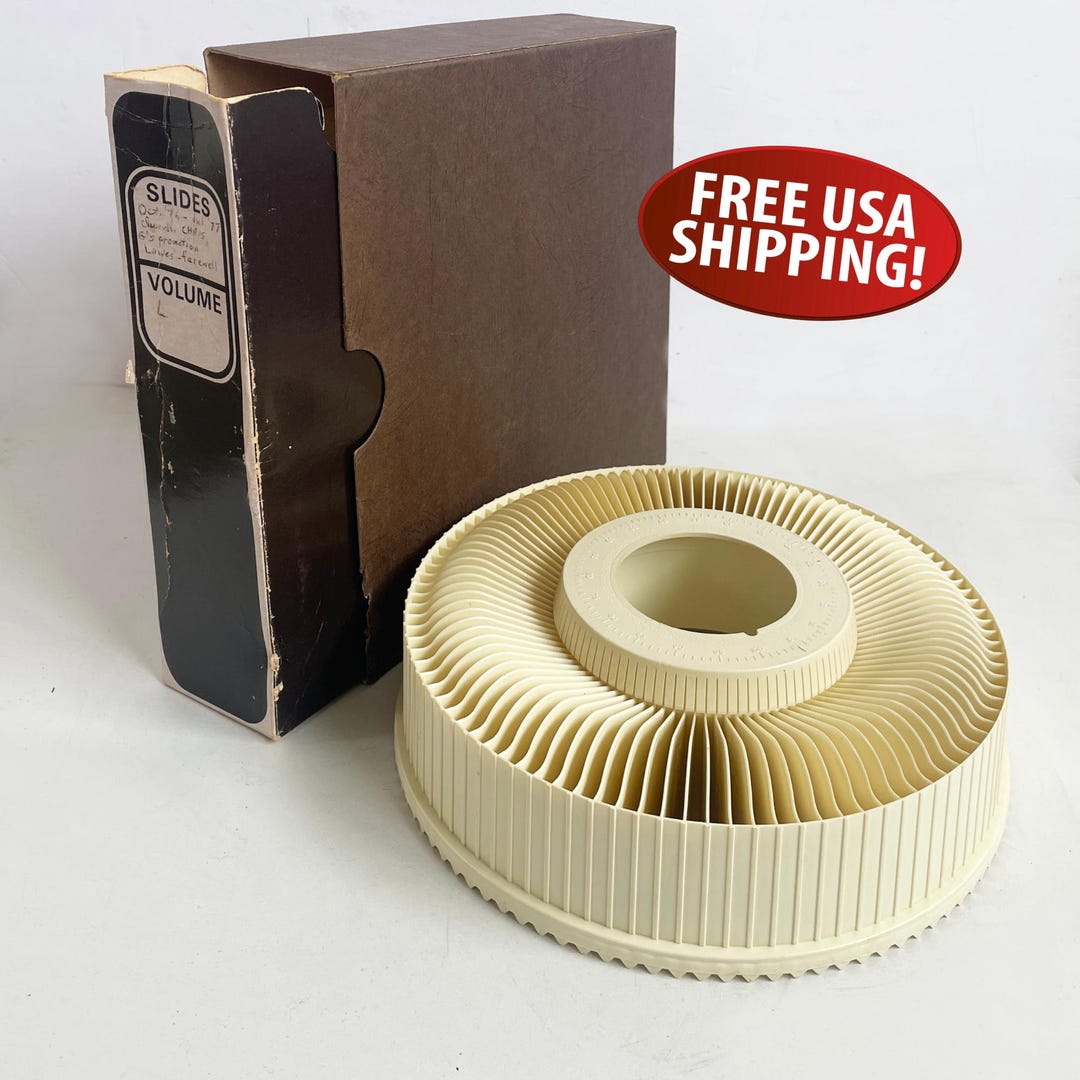 Vintage S-100 Rotary Slide Projector Tray, Round 35mm Slide Carousel ...