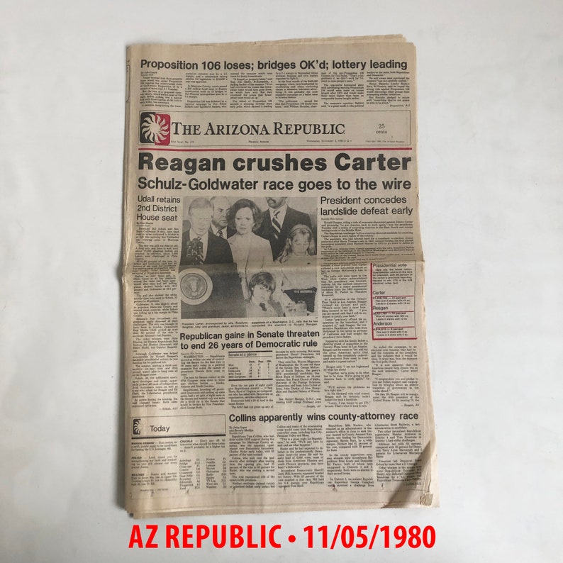 1980s Ronald Reagan Newspaper: Election Win, President Shooting, Sandra ...