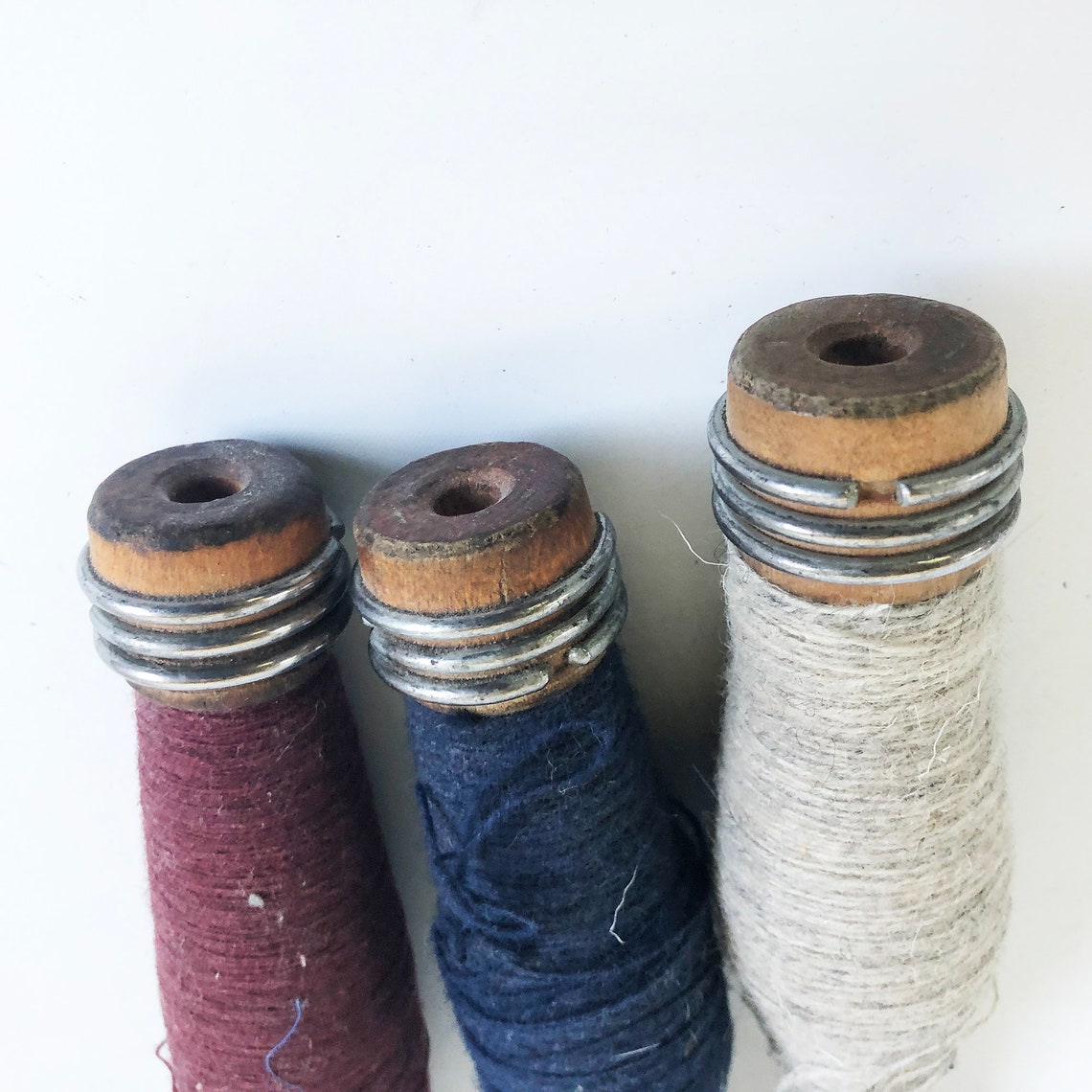 A Set Three Vintage Textile Mill Bobbin Spools Thread - Etsy UK
