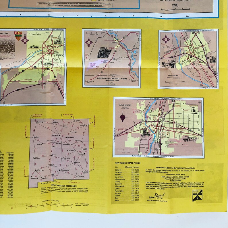 1988 New Mexico Highway Map Touring Map Official State of | Etsy