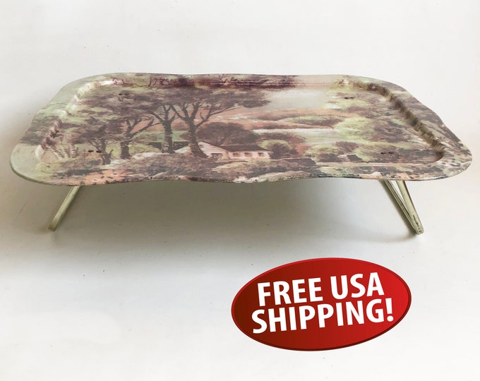 Mid Century Metal Litho Lap Tray, TV Tray, Breakfast-in-bed Tray, Lap ...