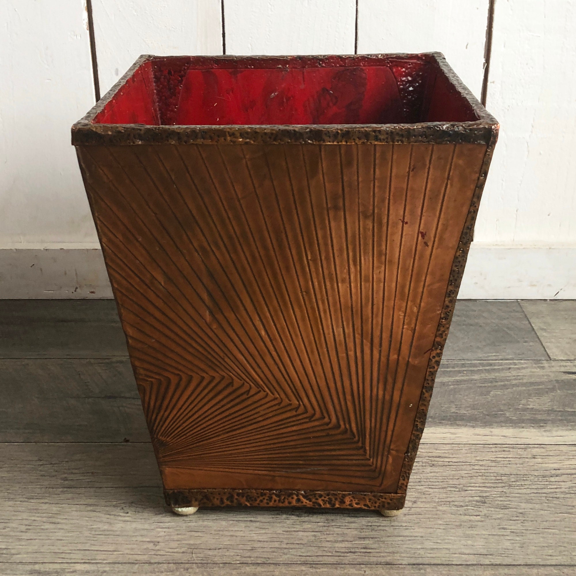 Midcentury Embossed Copper Sided Wastebasket With Seahorse Design ...
