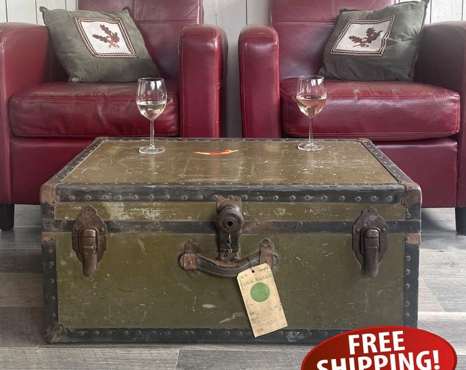 World War Two Officer's Trunk, Army Footlocker, WWII War Trunk, Unique ...