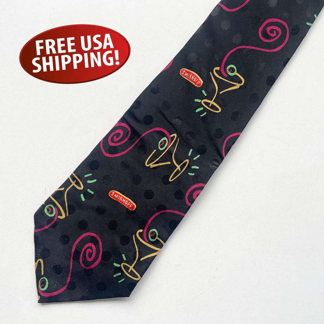 Vintage Smirnoff Vodka Martini Silk Necktie, Cocktail Theme - Etsy